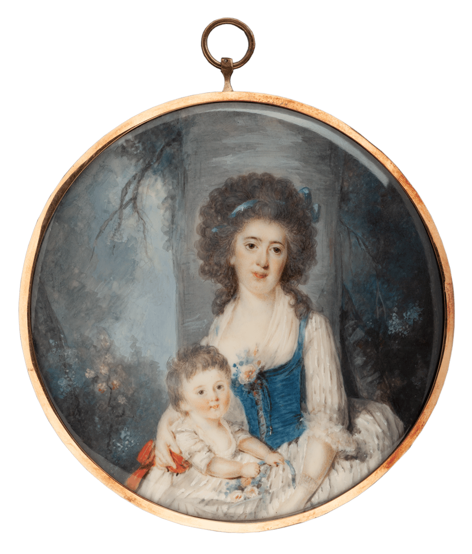 Mutter mit Kind vor Parklandschaft | The Tansey Miniatures Foundation