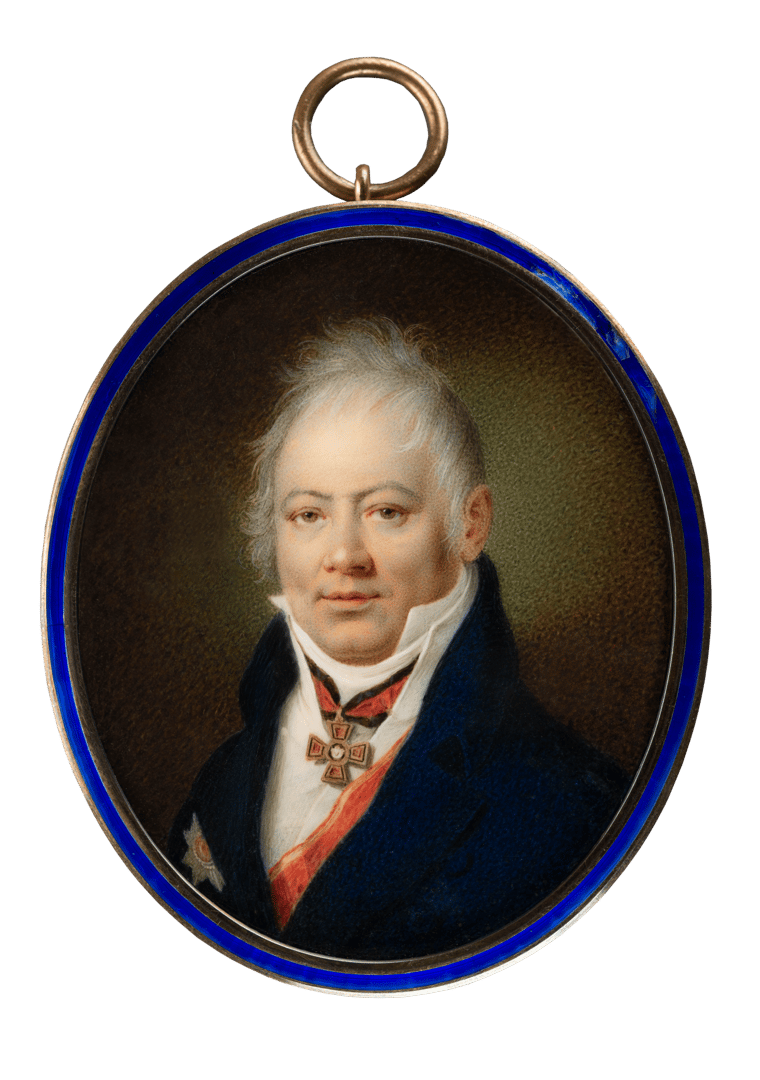 Herr in blauem Rock und weißer Weste | The Tansey Miniatures Foundation